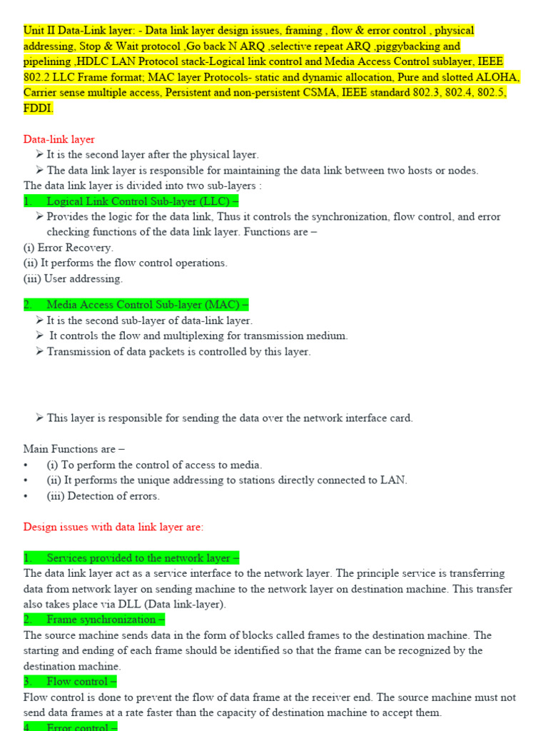 Unit 3 Data Link Layer | PDF | Ethernet | Computer Network