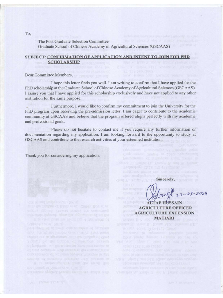 Confirmation and Intent Letter | PDF