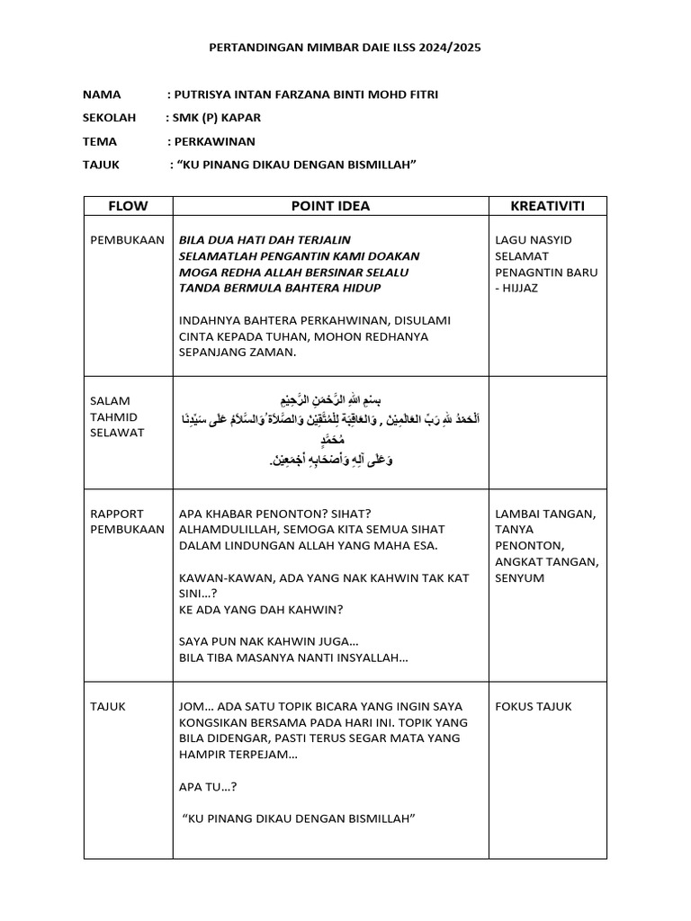 Teks Mimbar Daie | PDF
