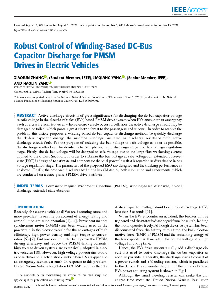 Robust Control of Winding-Based DC-Bus Capacitor Discharge For PMSM ...