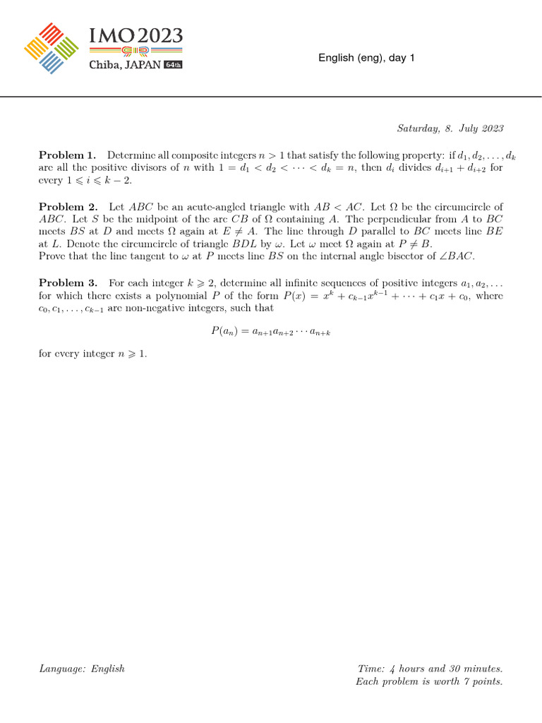 All Imo Problems Pdf Triangle Perpendicular
