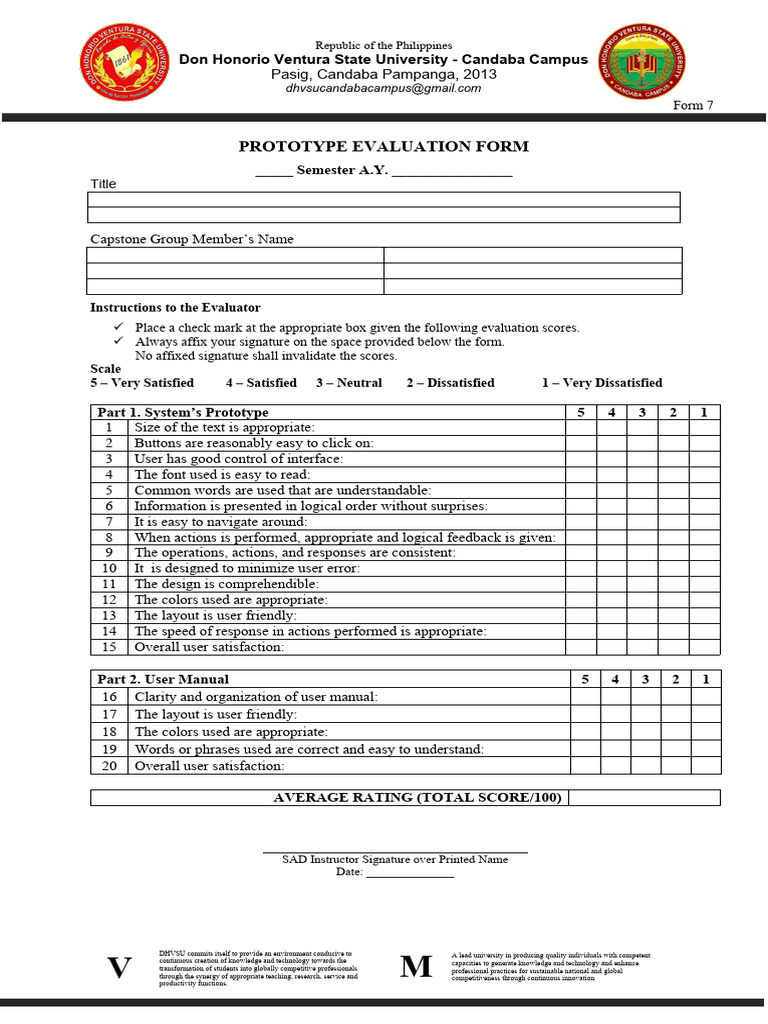 DHVSU Prototype Evaluation Guide | PDF | Usability | Human Communication