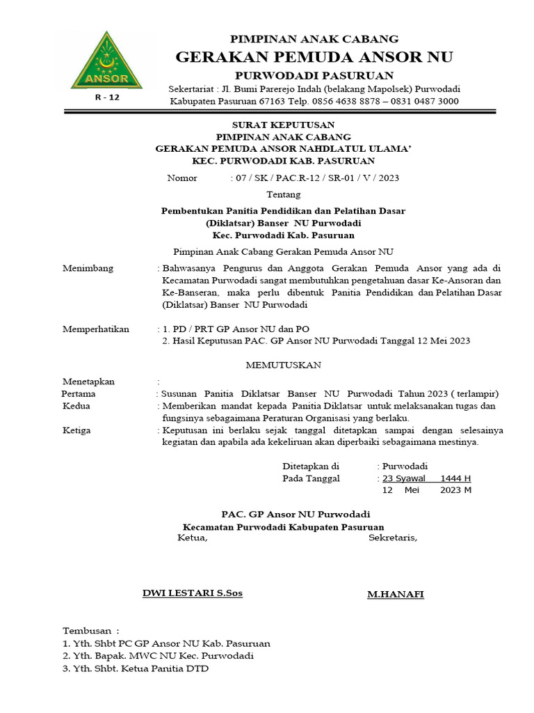 SK Pan Diklatsar 2023 | PDF