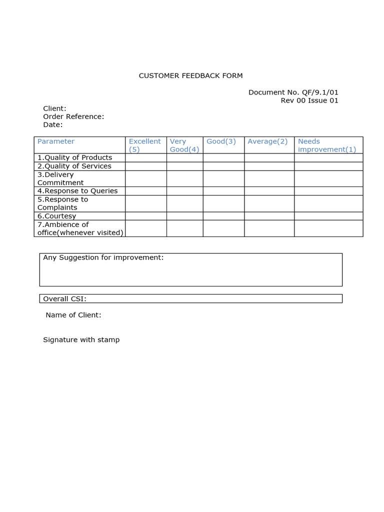 Customer Feedback | PDF