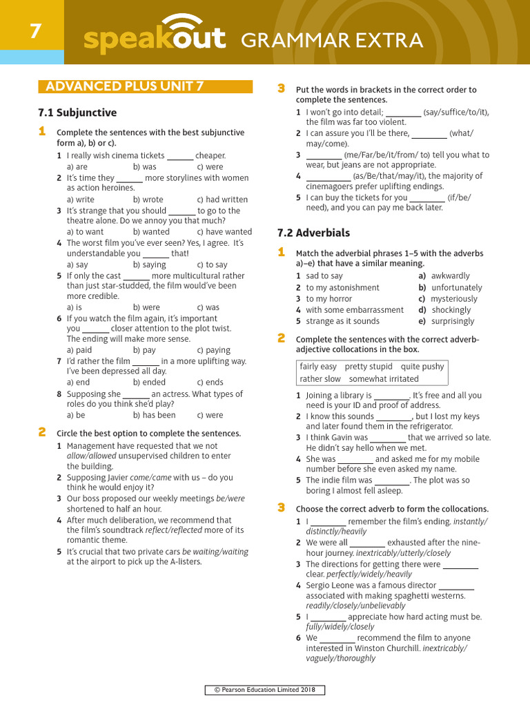 Speakout Grammar Extra Advanced Plus Unit 7 | PDF | Grammar