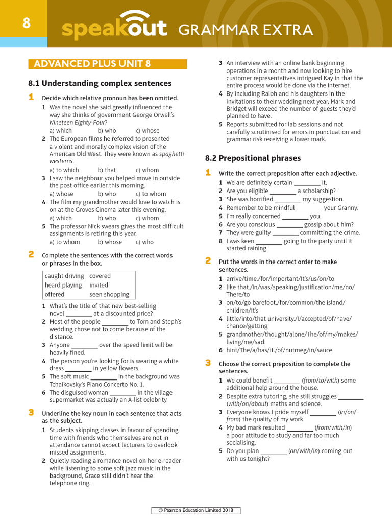 Speakout Grammar Extra Advanced Plus Unit 8 | PDF | Linguistics | Grammar