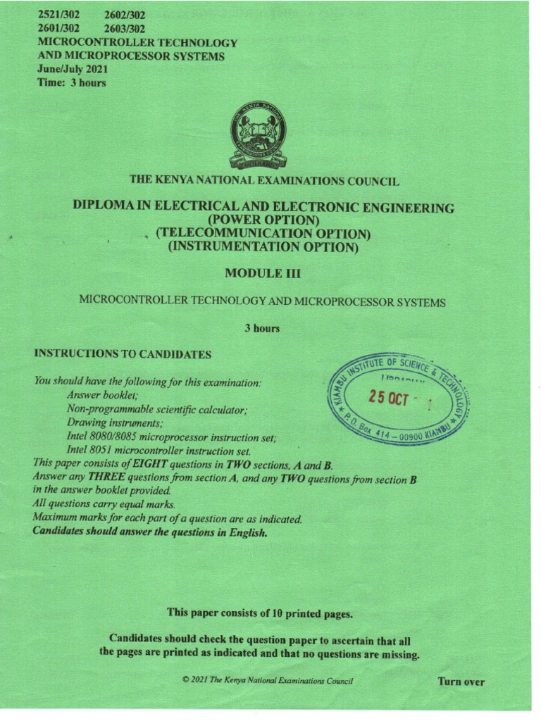 Microcontroller Technology And Microprocessor Systems Module Iii July