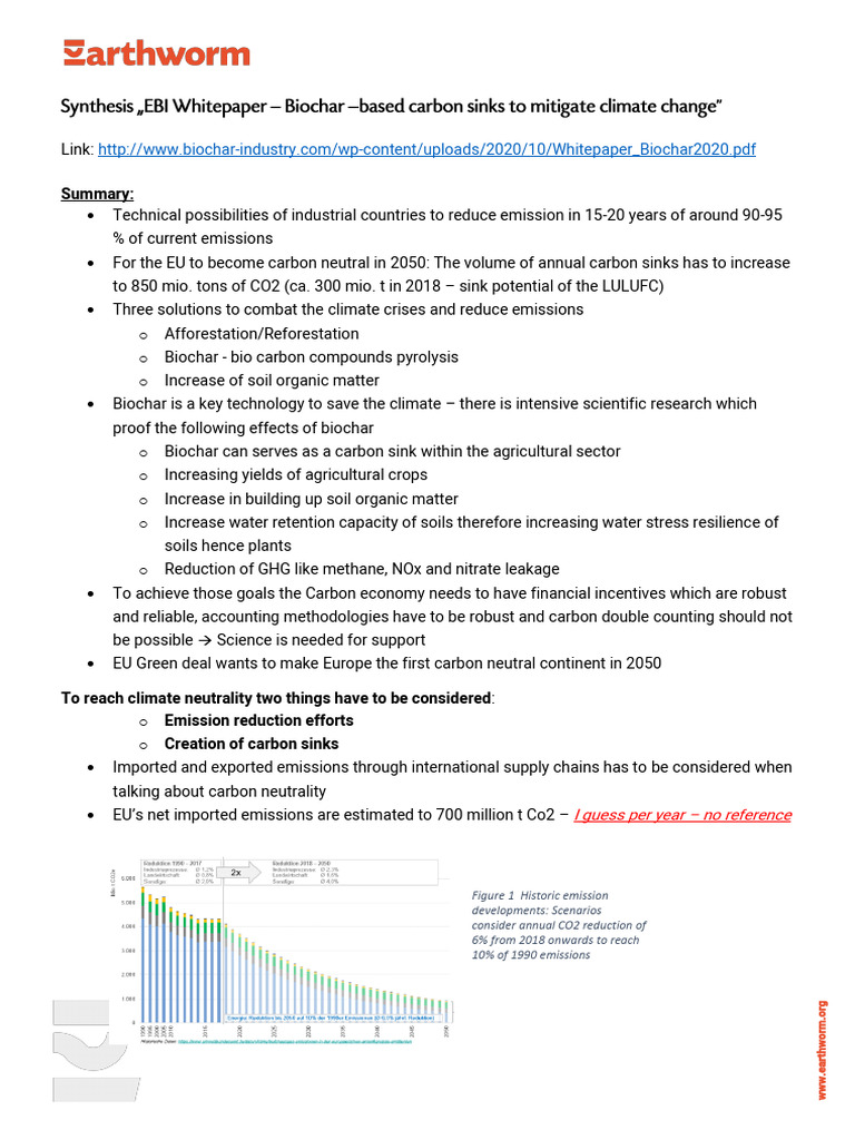 Synthesis Biochar - Carbon Sinks To Mitigate Climate Change - 2020 | PDF | Carbon Sink | Carbon ...