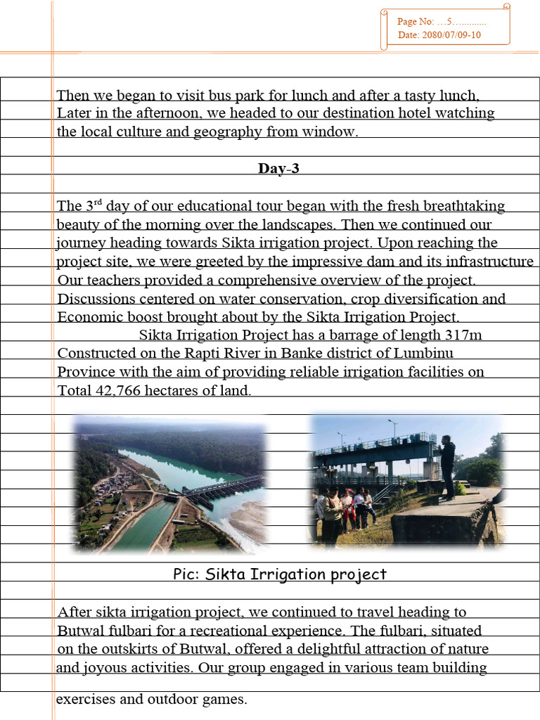 Educational Tour of Sikta Irrigation Project | PDF