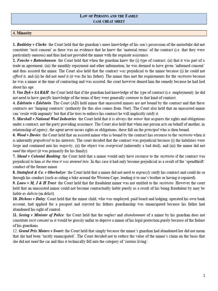 Case Cheat Sheet LPF Notes 1 | PDF | Domicile (Law) | Law Of Agency