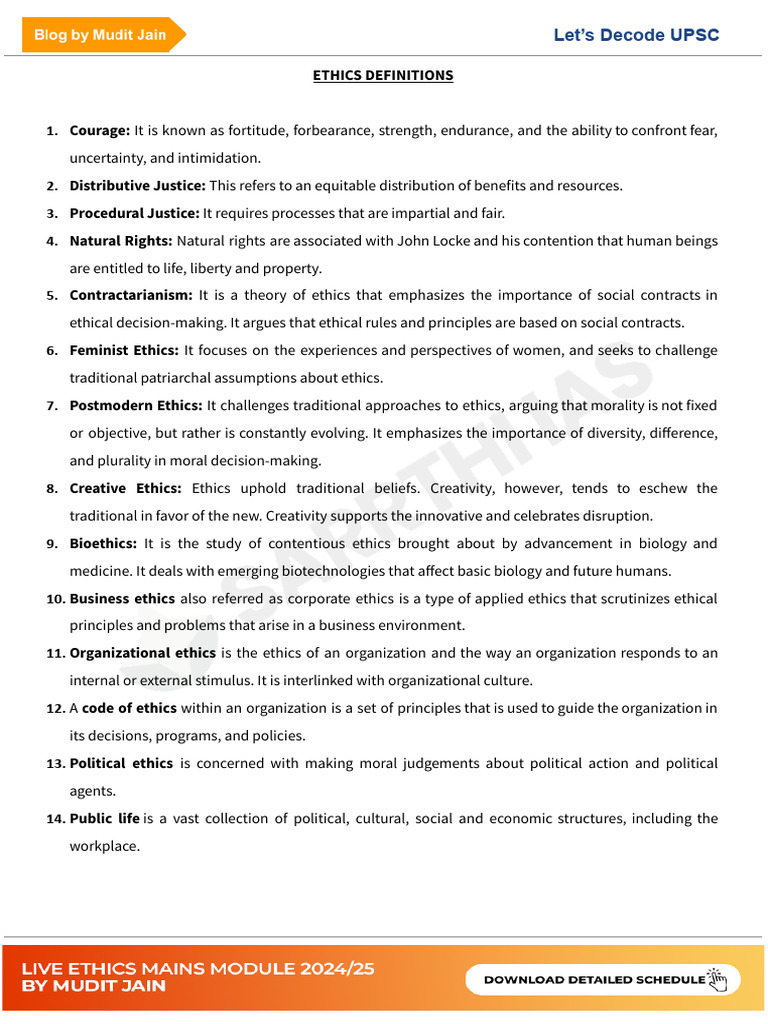 UPSC Ethics Key Concepts Explained | PDF | Attitude (Psychology) | Justice