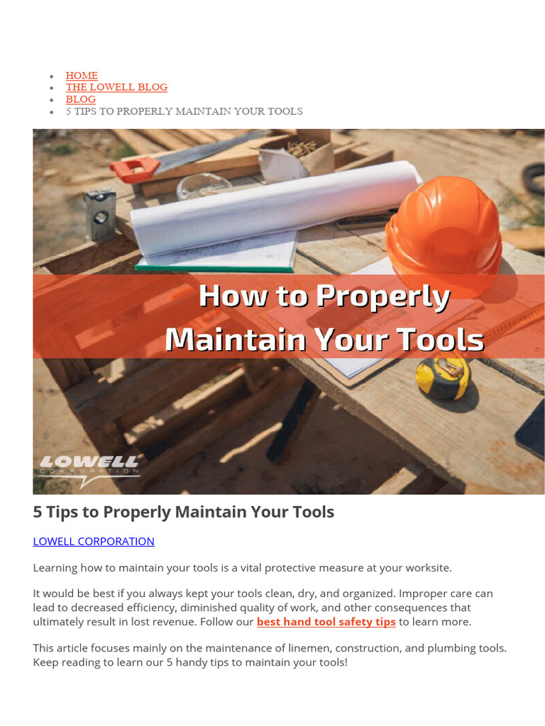 5 Tips To Properly Maintain Your Tools | PDF | Corrosion | Rust