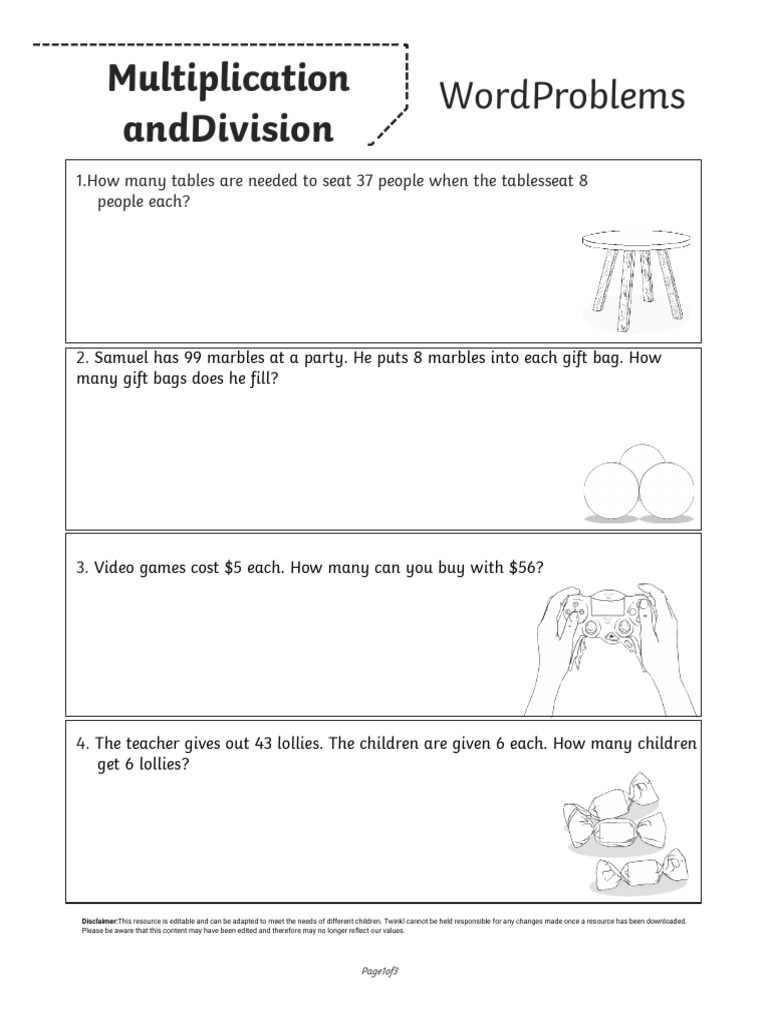 Wordproblems Multiplication Anddivision | PDF