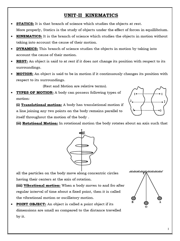 Unit II Kinematics | PDF | Distance | Kinematics