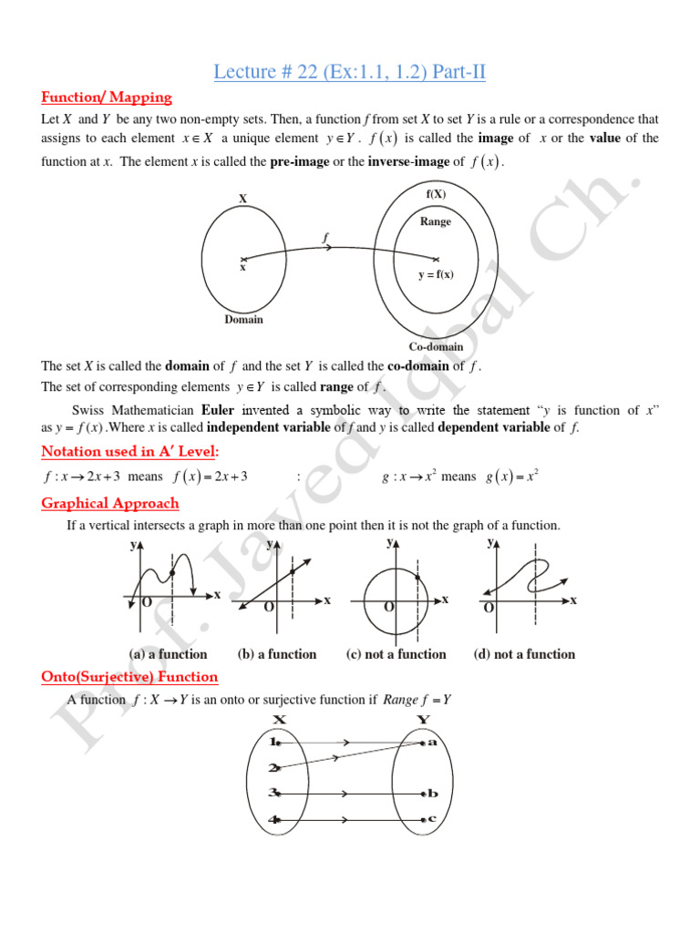 Lecture # 22 (EX. 1.1,1.2,1.5) Part-2 | PDF | Function (Mathematics) | Functions And Mappings