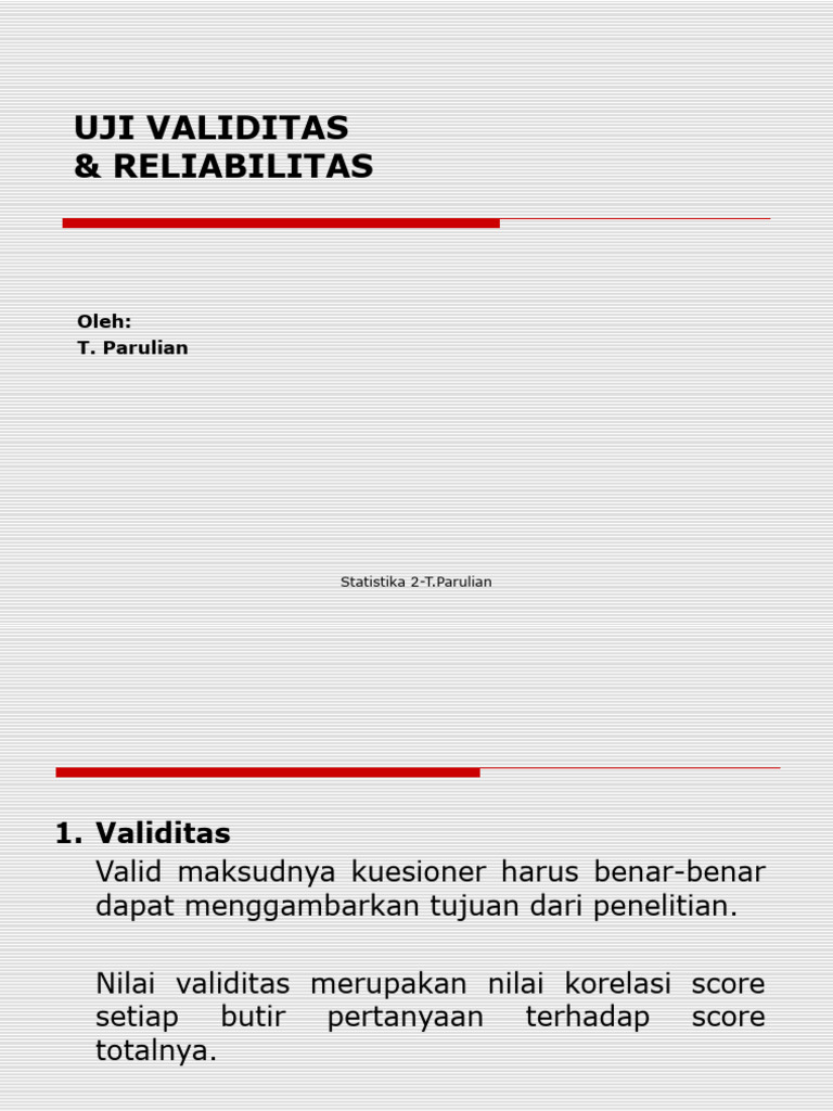 Uji Validitas Realibilitas Ok | PDF