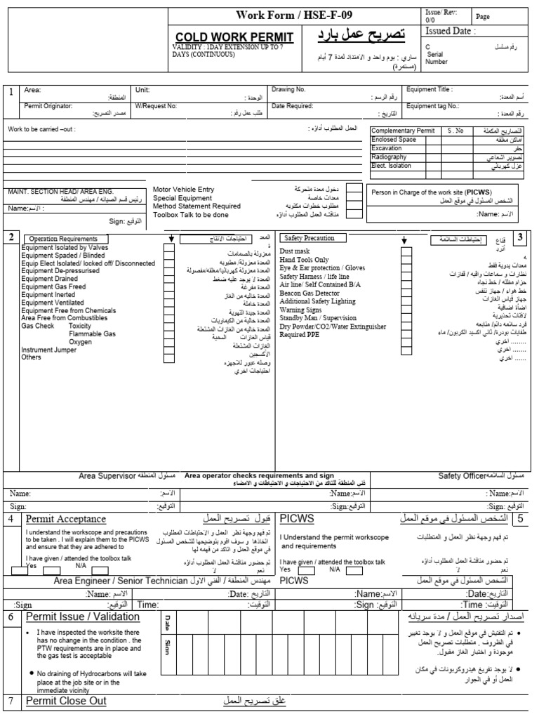 016 Cold Work Permit | PDF