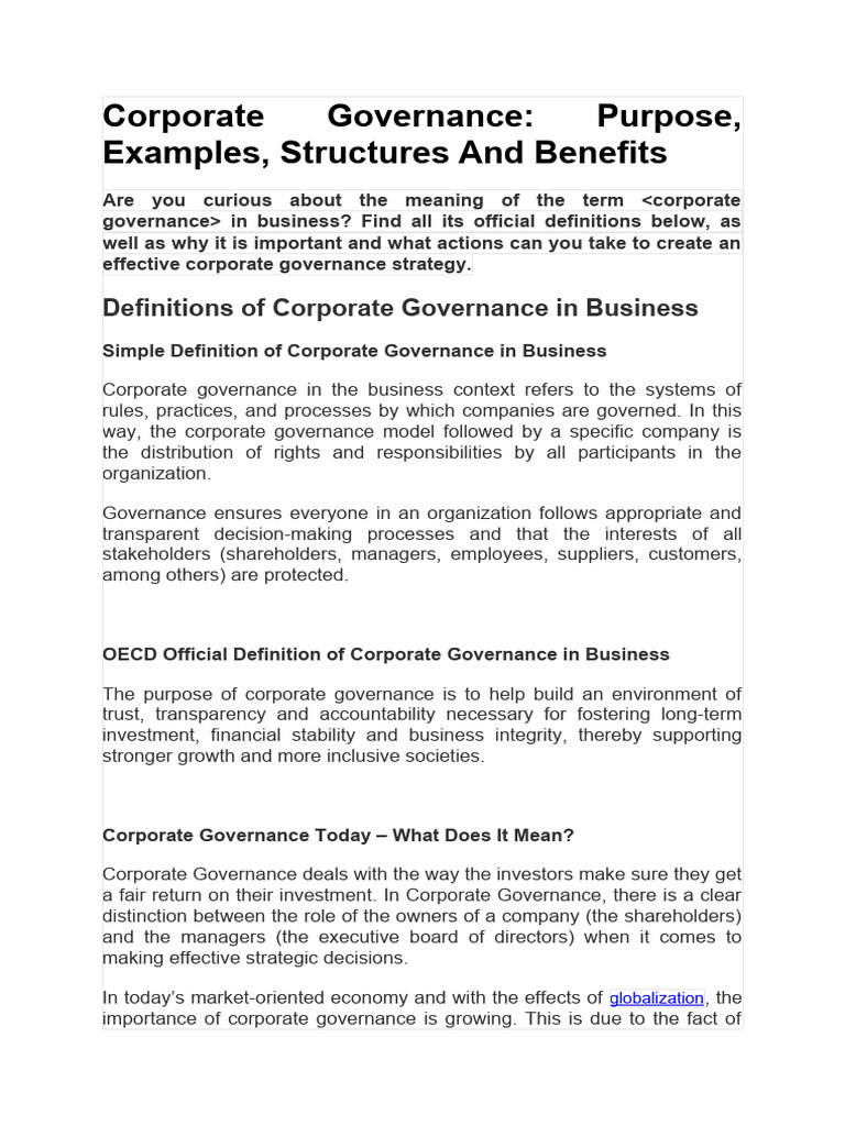 Corporate Governance | PDF | Corporate Governance | Sustainability