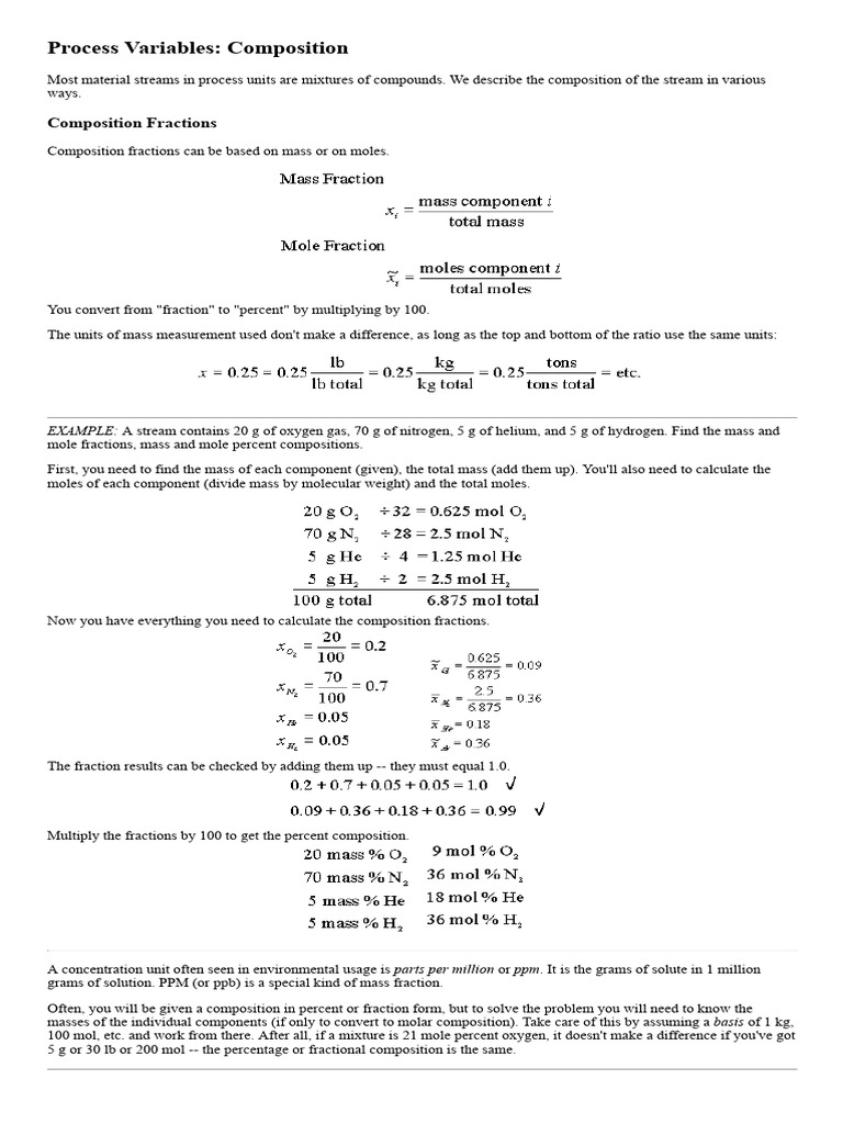 Mole Percent | PDF | Mole (Unit) | Concentration