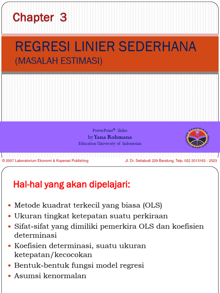 Regresi Linier Sederhana (Masalah Estimasi Atau Perkiraan) | PDF