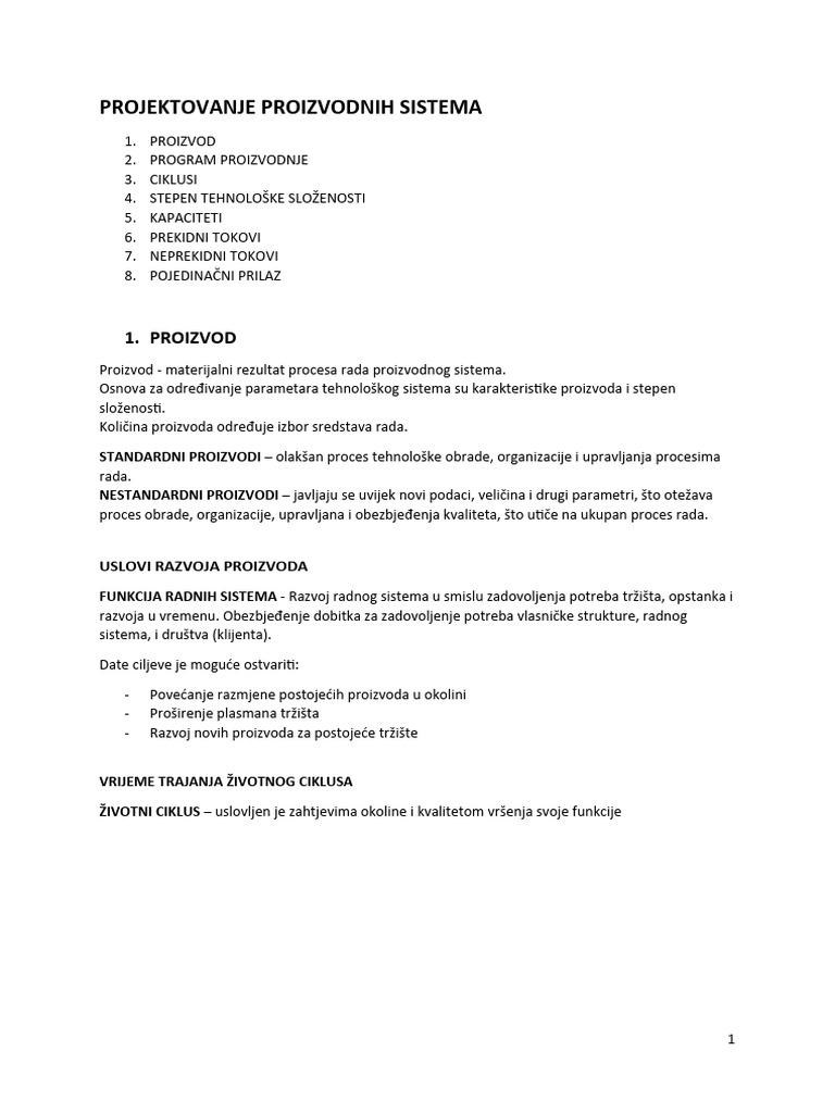 Projektovanje Proizvodnih Sistema | PDF