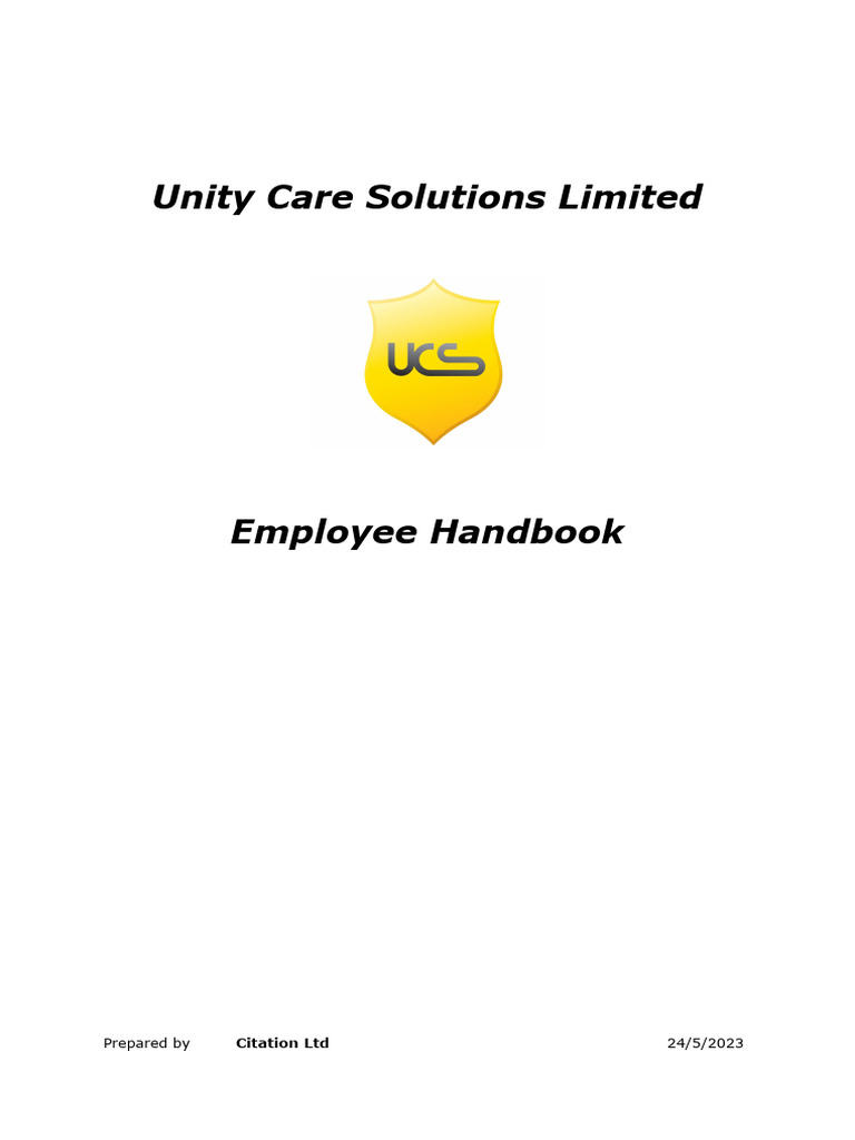 Employee Handbook Unity Care Solutions Limited | PDF | Parental Leave ...