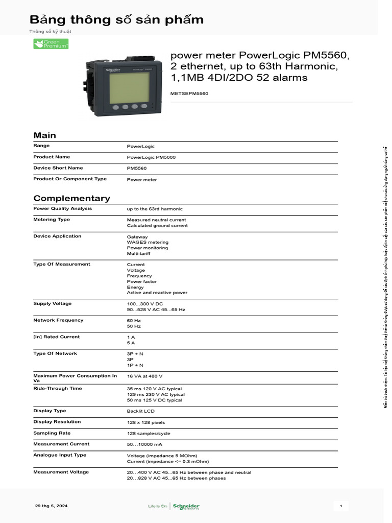 Schneider Electric - PowerLogic-PM5000-Power-Meters - METSEPM5560 | PDF ...