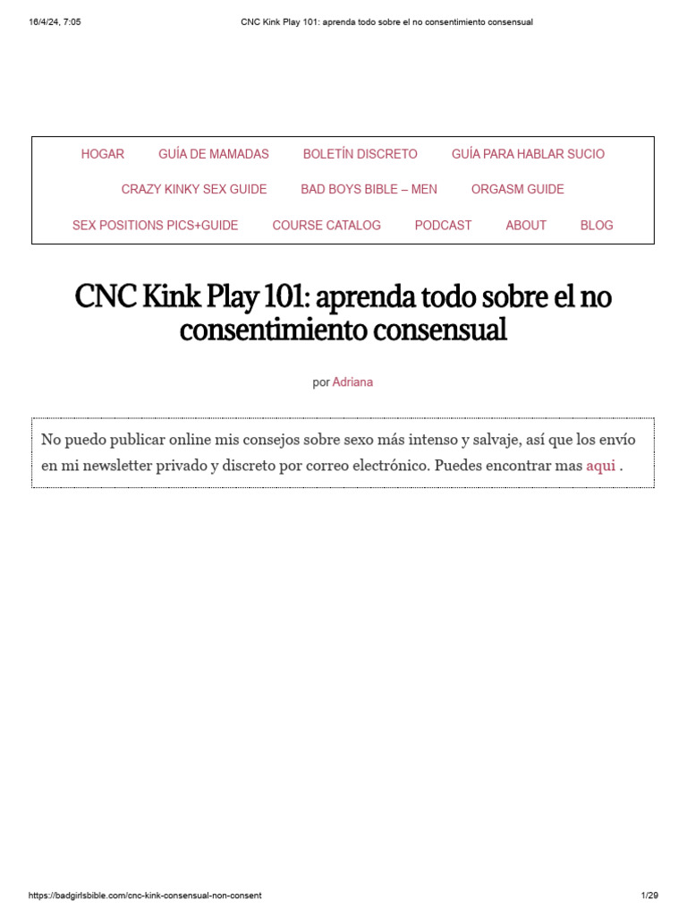 CNC Kink Play 101 - Aprenda Todo Sobre El No Consentimiento Consensual | PDF | Violación | Afecto