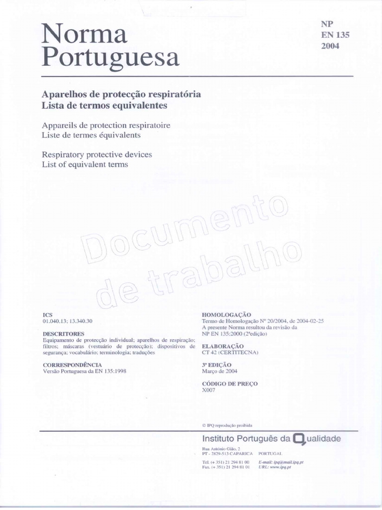 En 135 Aparelhos Prot Resp Lista de Termos | PDF