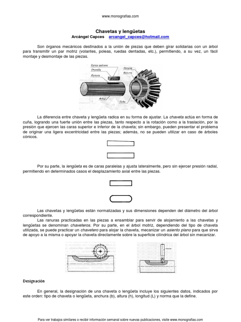 chavetas-lenguetas | Engranaje | Ingeniería mecánica