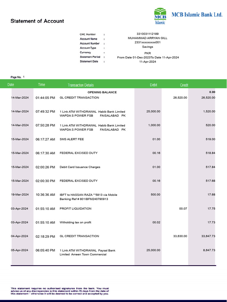 Account Statement | PDF | Banks | Automated Teller Machine