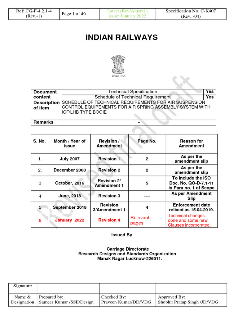 Horizontal levelling valve RDSO | Download Free PDF | Valve ...