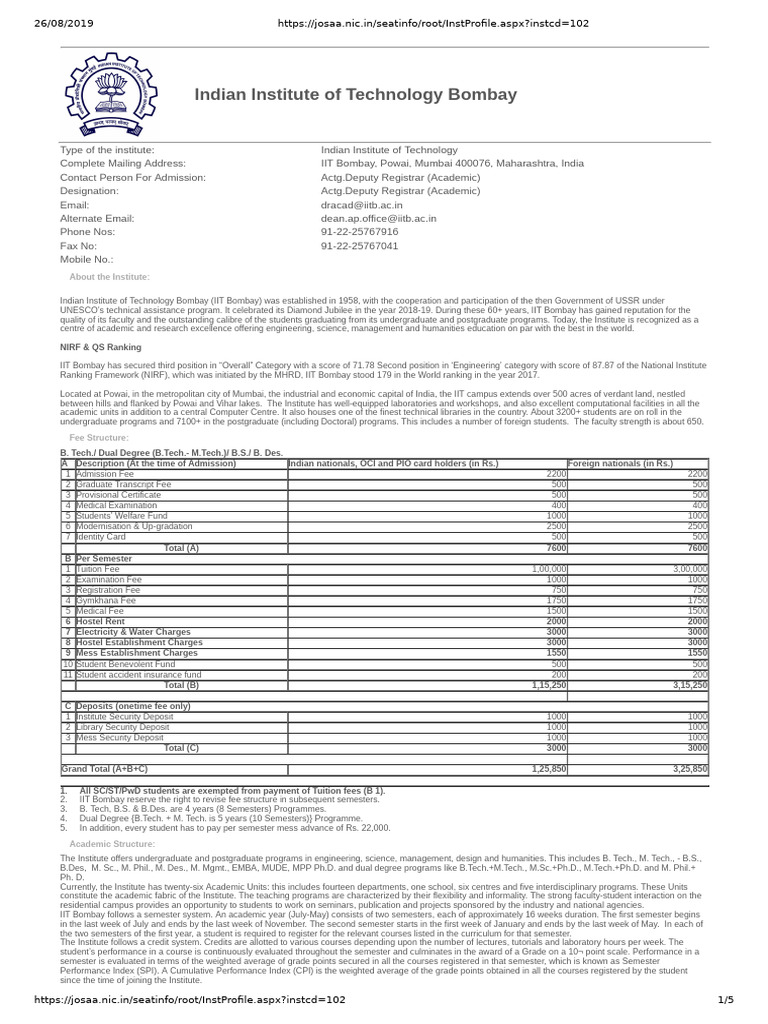 IIT-Bombay-Fee-Structure | PDF | Mumbai