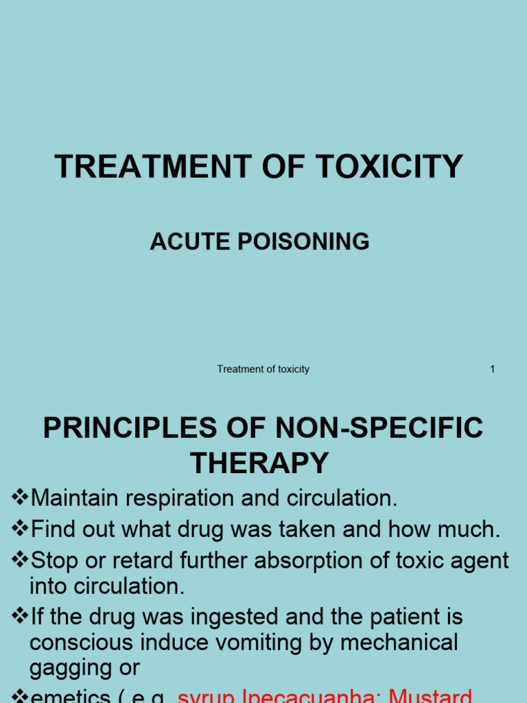 Treatment of Toxicity | PDF | Cyanide | Acetylcholine