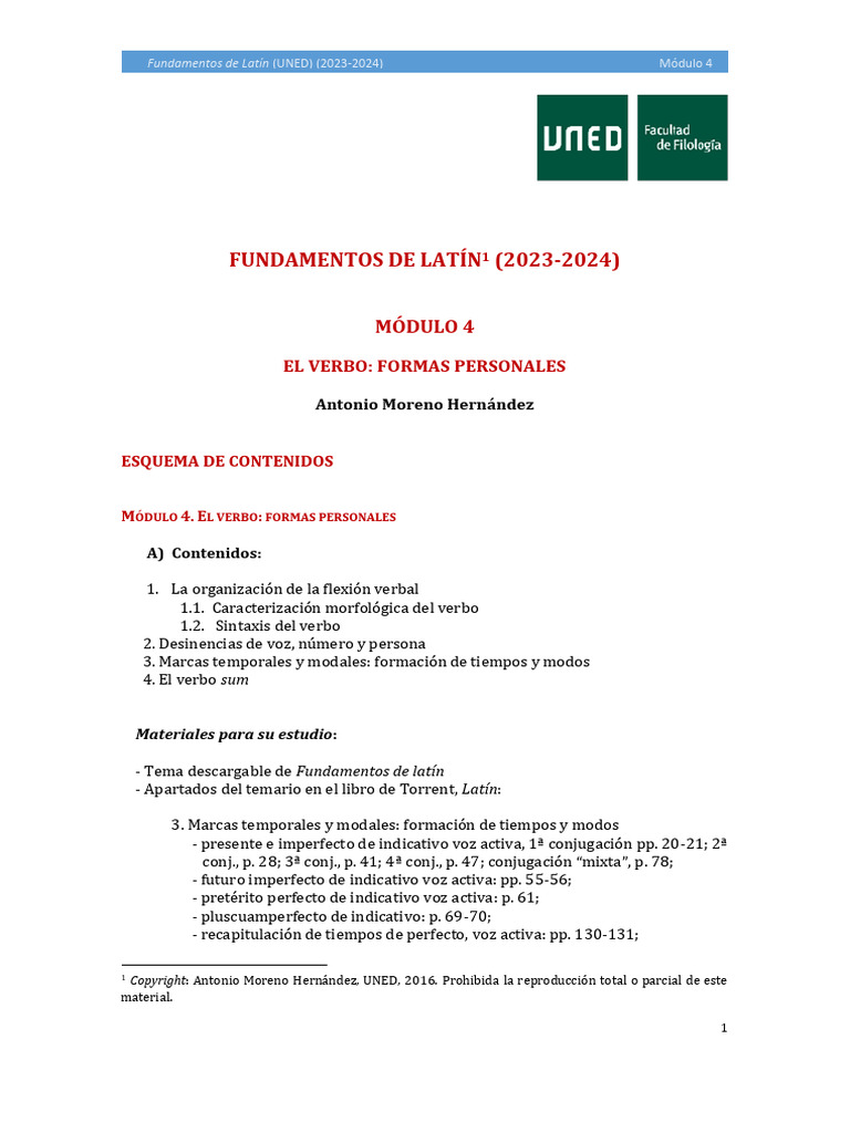 MÓDULO 4 - Contenidos y Paradigmas Gramaticales (23-24) | PDF | Verbo ...
