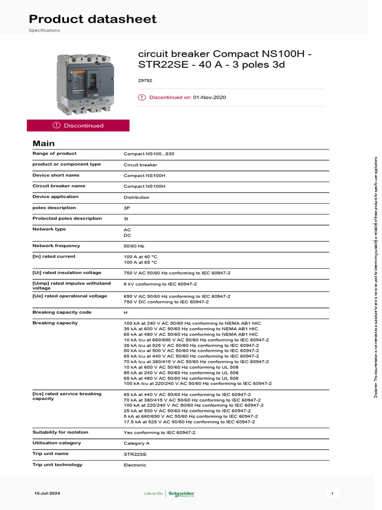 Schneider Electric - Compact-NS-630A - 29792 | PDF | Alternating Current | Electrical Network