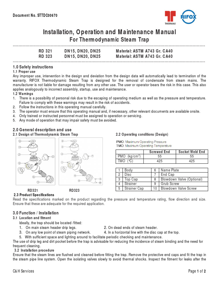 Steam Trap | PDF | Valve | Screw