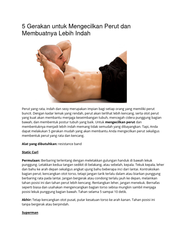 5 Gerakan Untuk Mengecilkan Perut Dan Membuatnya Lebih Indah | PDF