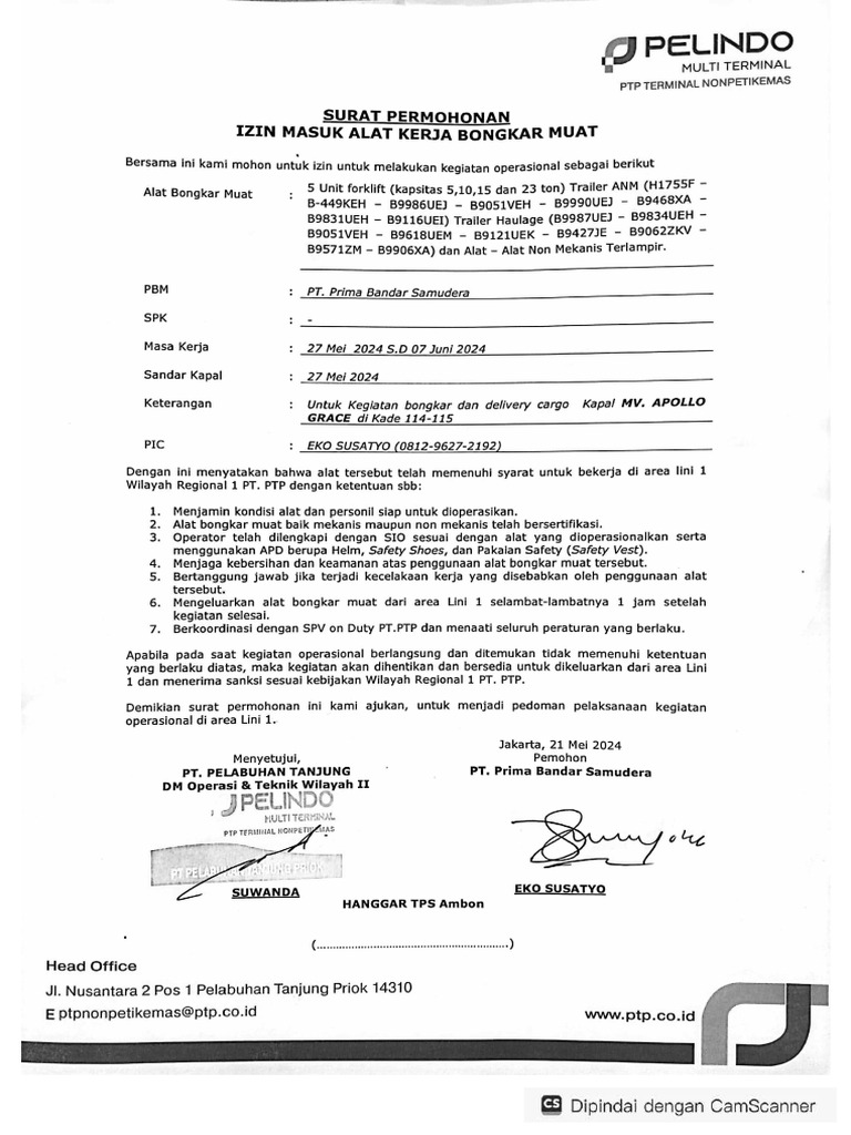 Lampiran Anm MV Apollo Grace | PDF