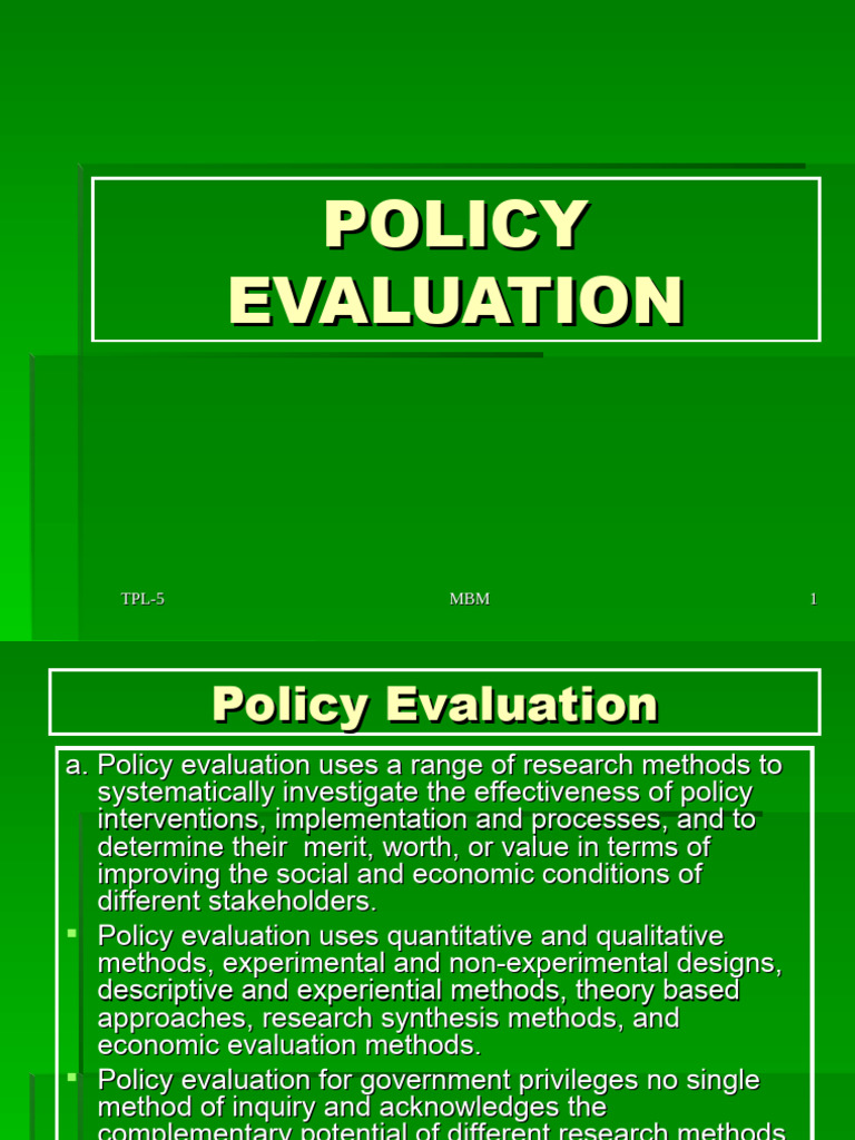 Policy Evaluation Methods and Approaches | PDF | Policy | Evaluation