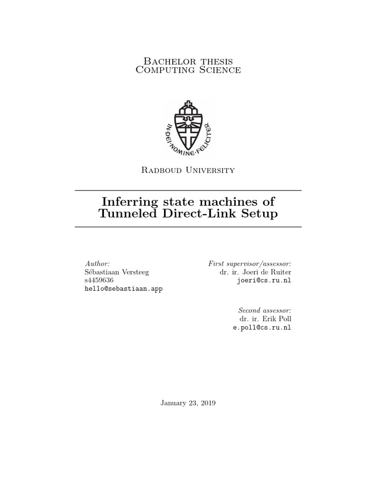 Sebastiaan Versteeg 4459636 Inferring State Machines of Tunneled Direct-Link Setup | PDF | Data ...