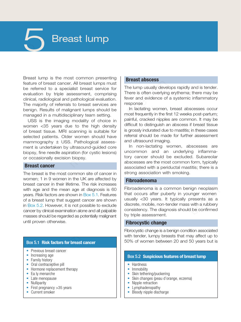 Approach to Breast Lump | PDF | Breast | Breast Cancer