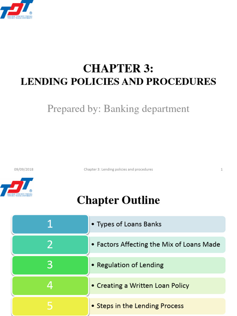 Lending Policies and Procedures Overview | PDF | Loans | Banks