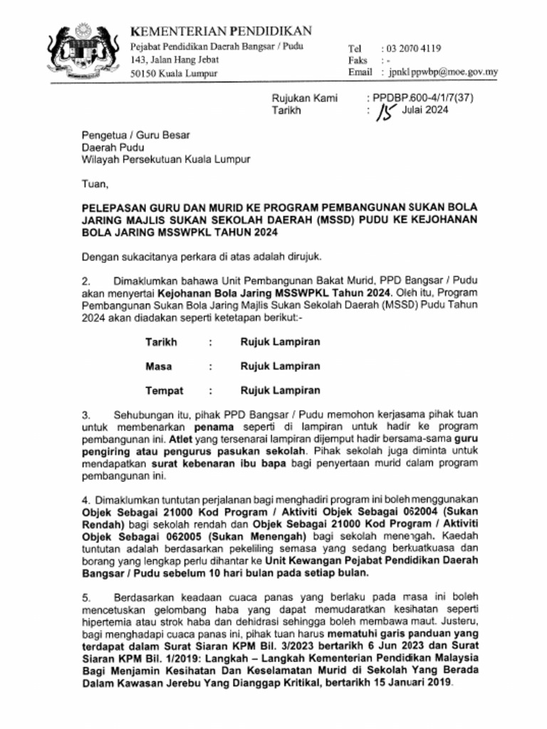 37 Pelepasan Guru Dan Murid Ke Program Pembangunan Sukan Bola Jaring ...