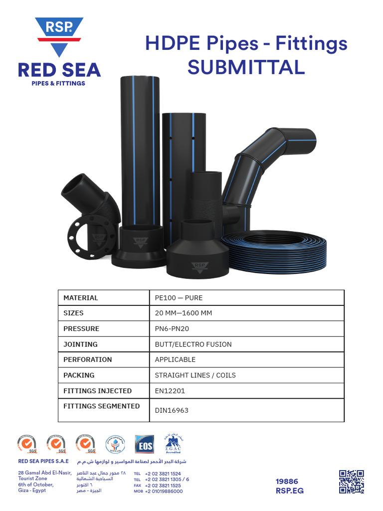 RED SEA HDPE Technical Submittal | PDF | Pipe (Fluid Conveyance) | Building Engineering