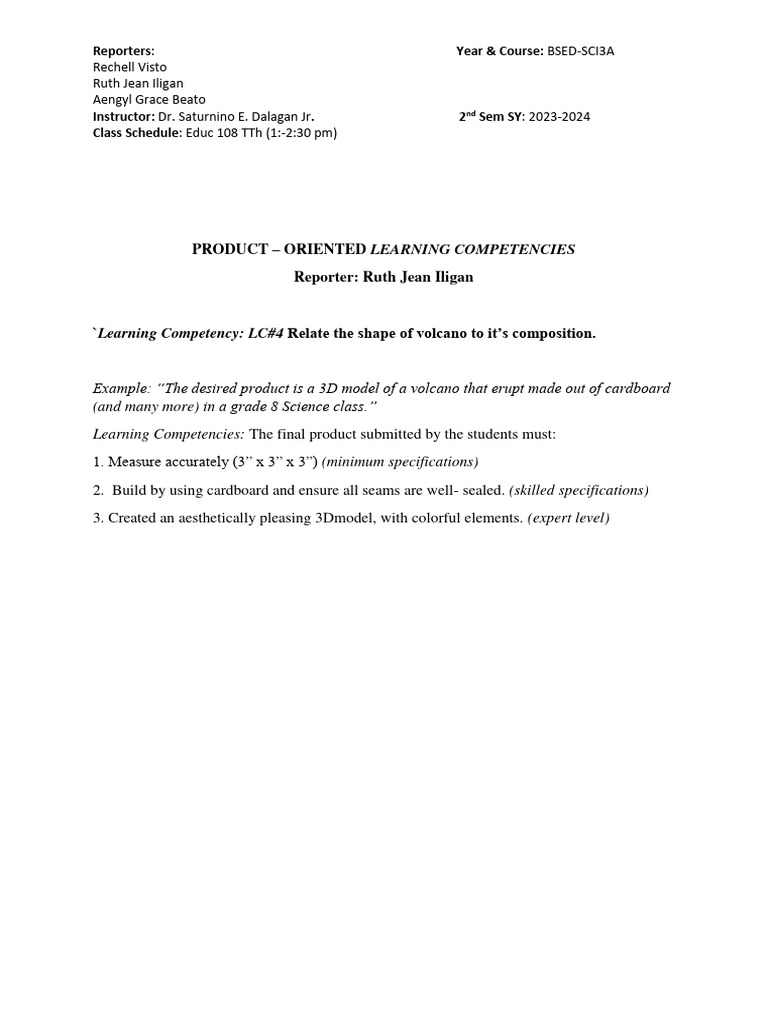 Product Oriented Performance Based Assessment | PDF