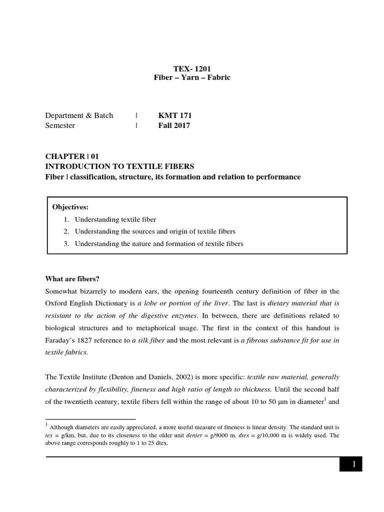 Part I Fiber | PDF | Fibers | Textiles