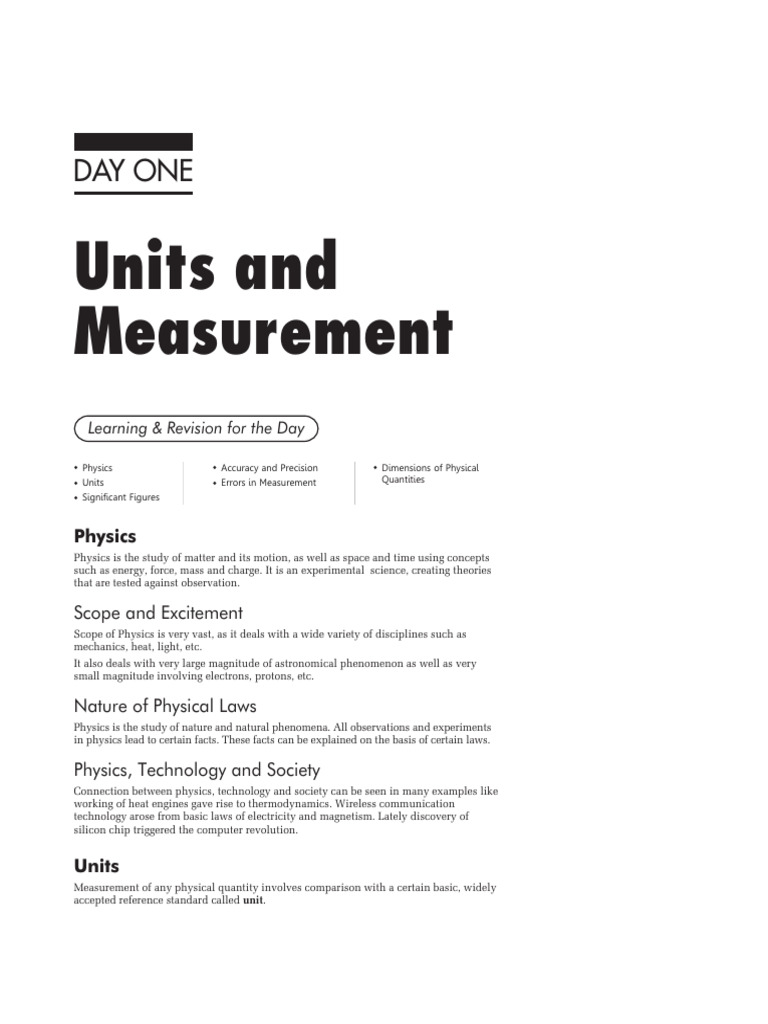 Physics 11 - Day 1 - Units and Measurement | PDF | Physics | Significant Figures