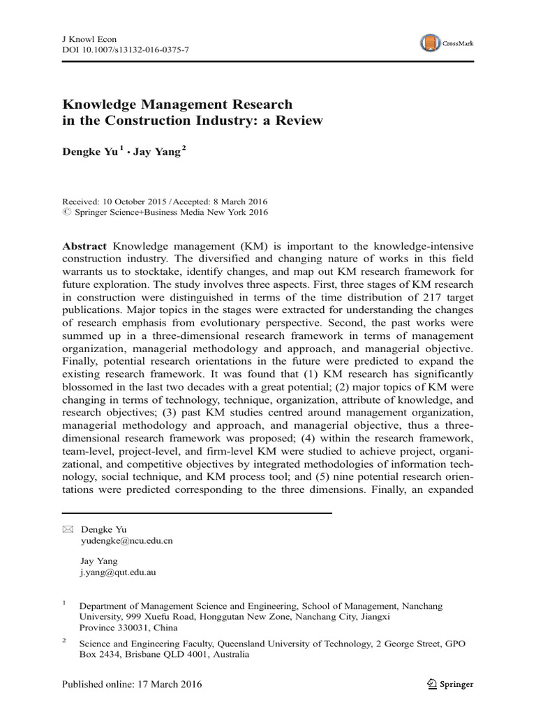 KM Riset in Construction | PDF | Strategic Management | Social Capital