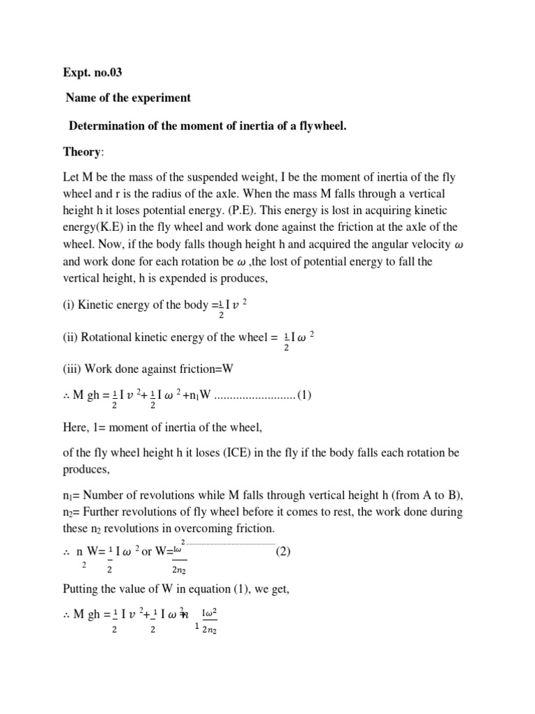 Flywheel Moment of Inertia Experiment | PDF | Physical Phenomena | Physics